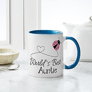 CafePress World's Best Auntie Ladybug Mug Ceramic Coffee Mug, Tea Cup 11 oz