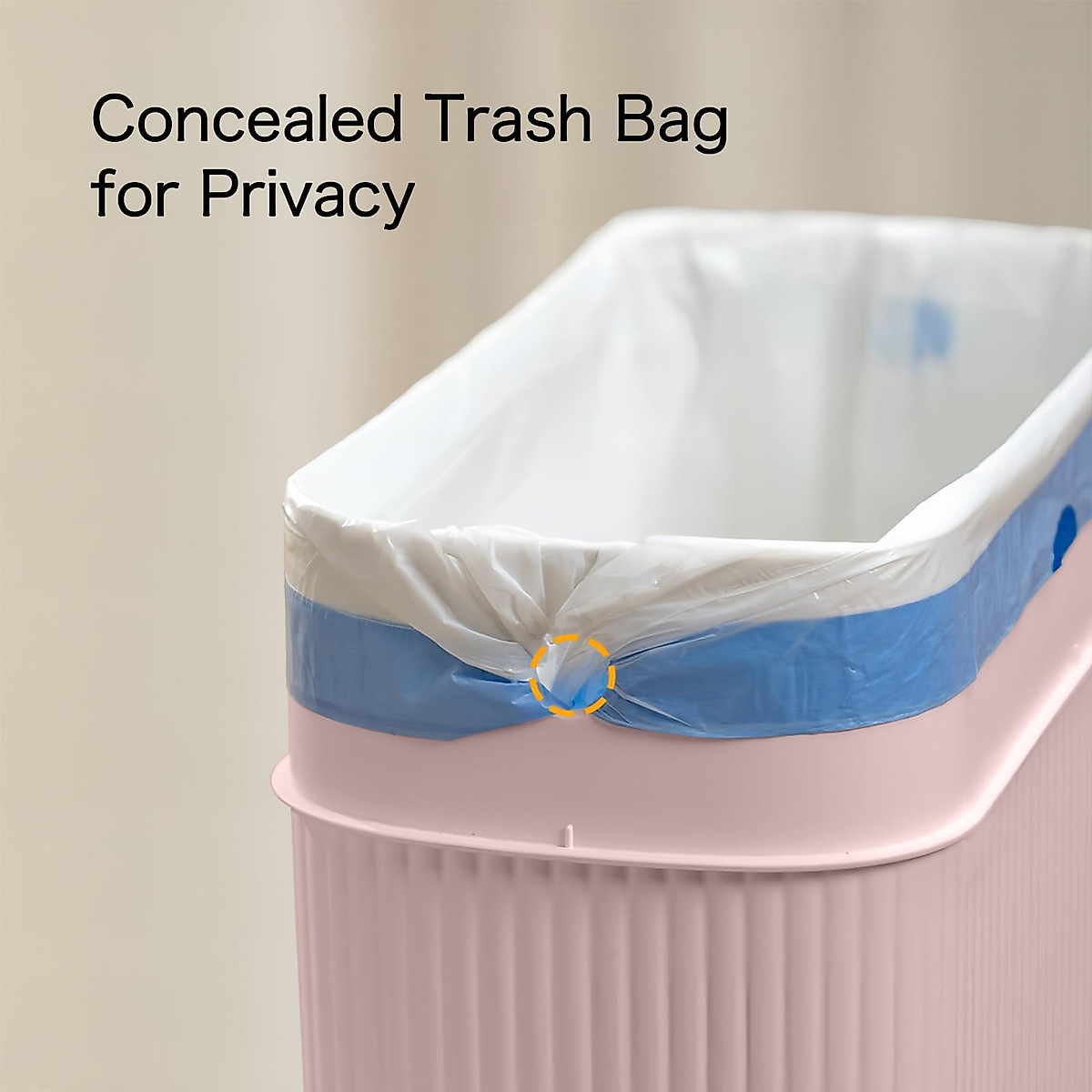 ABEETE Bathroom Trash Can with Lid, 12L Small Plastic Garbage Can for Kitchen with Press Top Lid, 3.2 Gallon Slim Dog Proof Wastebasket Trash Bin for Office, Bedroom, Living Room, Home Cabinet-Pink