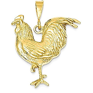 IceCarats 14K Yellow Gold Rooster Necklace Bird Pendant Charm Only