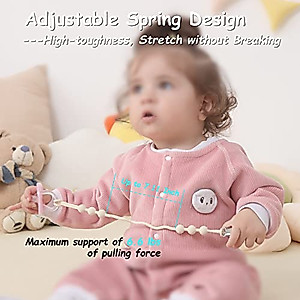 Silicone Pacifier Clip with Adjustable Spring, 4 Pack Extra Long Pacifier Holder Clips for Baby Boys and Girls, Seposeve Soft Flexible Pacifier Leashes with 3 Textures, 2 Green + 2 White