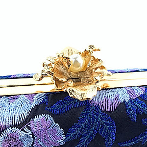 Colorful Embroidery Floral Clutch Evening Bags for Women 7.8'' Wedding Party Prom Cocktail Party Handbag