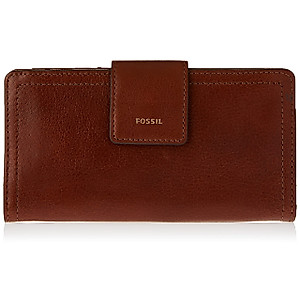 Fossil Women's Logan Leather Wallet RFID Blocking Tab Clutch, Brown (Model: SL7830200)