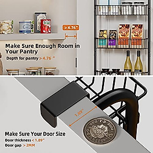 Egepon Over the Door Pantry Organizer Rack with 6 Full Baskets, 6-Tier Heavy-Duty Metal Hanging Storage Closet Organizer Kitchen Spice Rack