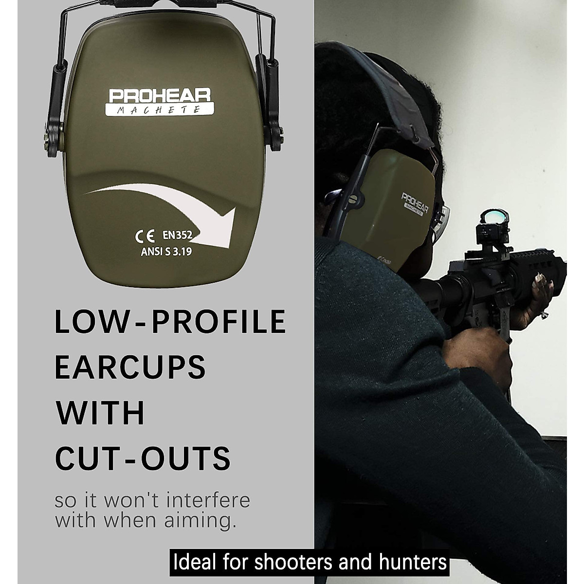 PROHEAR 016 Shooting Ear Protection Earmuffs 2 Pack, NRR 26dB for Gun Range, Hunting -Green and Brown