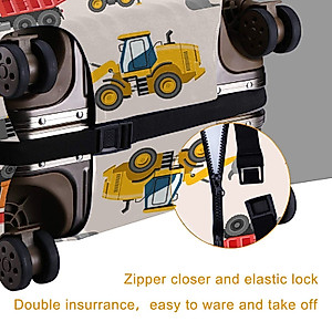 YouQu Excavator Truck Loader Travel Suitcase Cover, Boy's Toy Washable Luggage Cover S - Fits 18-21 inch luggage(No Suitcase)