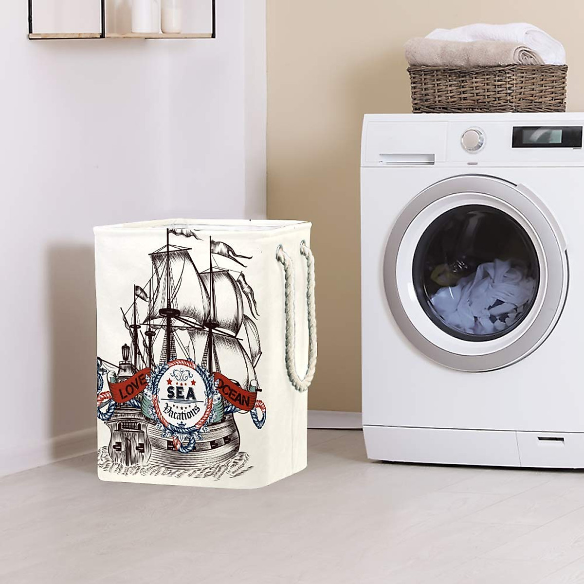 Boat Sailing Adventure Storage Basket Bin Chest Organizer for Organizing Toy Storage,Baby Kids Toys,Dog Toys,Baby Clothing,Children Books,Gift Baskets