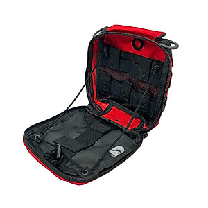 Lightning X Products Premium Nylon MOLLE Pouch Emergency Kit, Ideal for Tactical Medics, Military, Outdoor Enthusiasts (8" x 6.5" x 3", Black or Tan, for Gunshot Wounds & Bleeding Control) (Red)