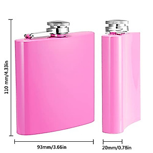 FOPAXDOF Hip Flask for Liquor Pocket Alcohol Drinking Flask 6 OZ Stainless Steel Leak proof with Funnel Flask set (Pink)