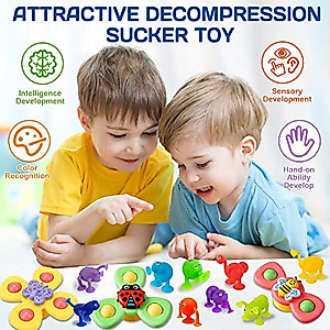 Suction Cup Spinner Toy for Baby - 12 Pcs Window Toys for Toddlers 1-3 Year Old Sucker Toys Airplane Travel Baby Spinning Toys for Babies Suction Bath Toys Gift for 1-2 Year Old