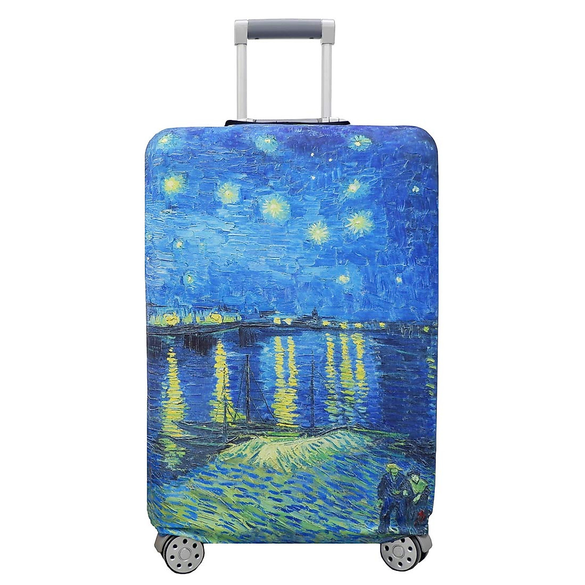 TRAVEL KIN Thickened Luggage Cover ，Washable Travel Gear Cover，18/24/28/32 Inch Suitcase Spandex Protective Cover (XL(29"-32" luggage), Starry Night Over the Rhone)