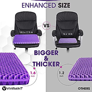 Extra Large Gel Seat Cushion for Long Sitting, Back Pain, Sciatica, Tailbone Pain, Hip Pressure Relief - Egg Sitting Gel Cushion for Office Chair Cushion, Car Seat, Wheelchair Cushion, 2 Covers