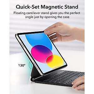 ESR iPad Keyboard 10th Generation, Magic case for Generation (2022), Case with Floating Cantilever Stand, Springy Backlit Keys, Multi-Touch Trackpad, Charcoal Grey
