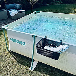 Carrie Box Poolside Storage Basket, Recycled Plastic, Pool Cup Holder, Above Ground Pool Accessories, for Most Frame Pools, Europe Made, Fits 2.3 Inch or Less Top Bar