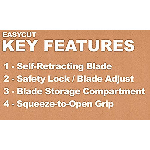 COSCO 091508 Easycut Cutter Knife w/Self-Retracting Safety-Tipped Blade, Black/Blue