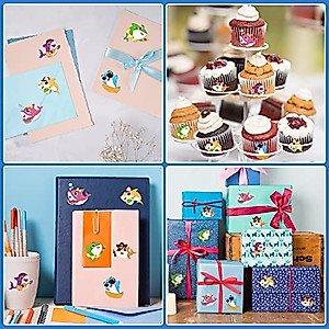 Haooryx 300pcs Ocean Animal Make A Shark Stickers Roll Funny Make Your Own Sea Creature Sticker Mix and Match Shark DIY Sticker for Water Bottles Laptop Kids Birthday Party Favors