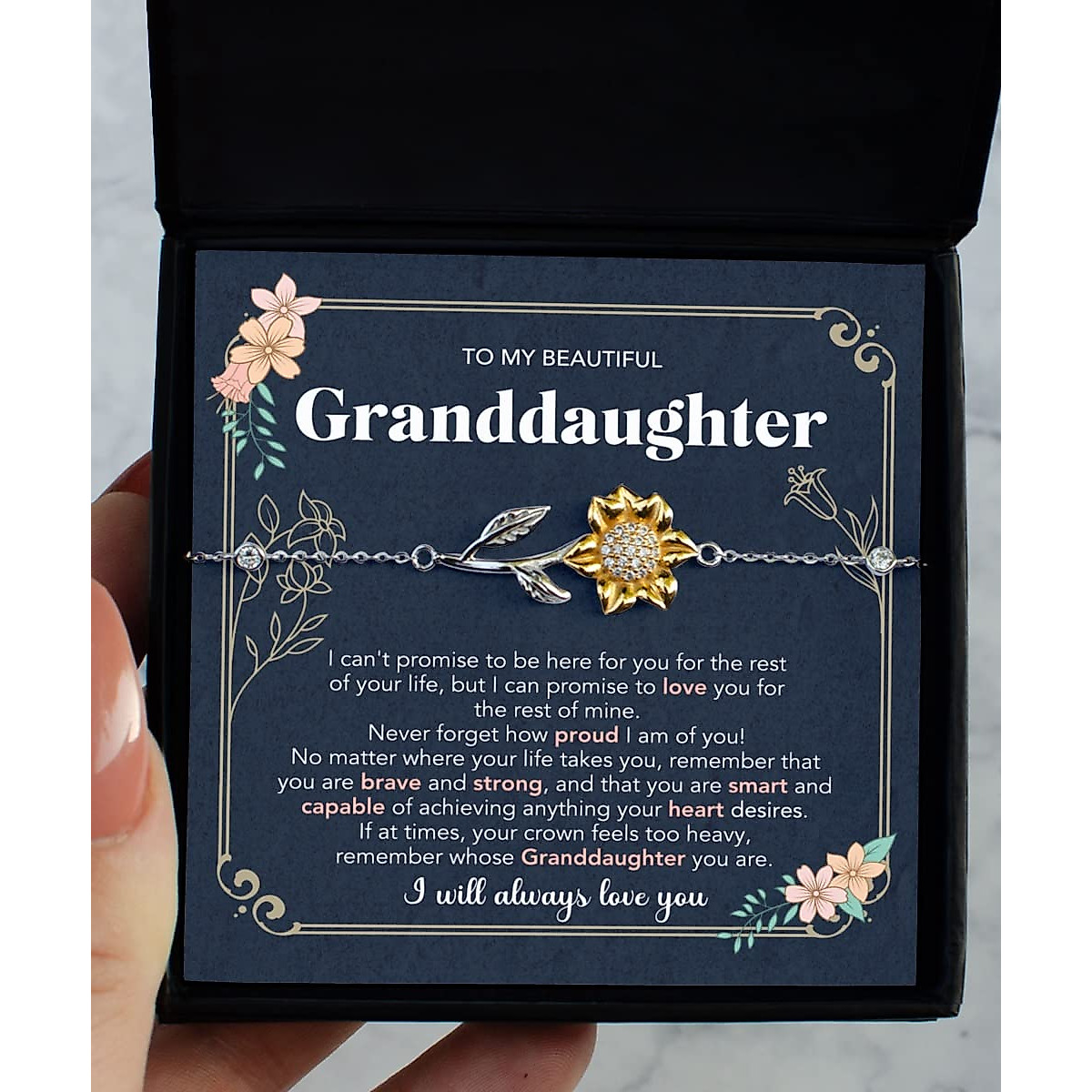 Granddaughter Bracelet - Sterling Silver Bracelet Granddaughter Gifts From Grandma, Granddaughter Bracelet From Grandma, From Grandpa, To My Granddaughter Bracelet, To My Beautiful Granddaughter Bracelet, Birthday, Christmas (Background 1)