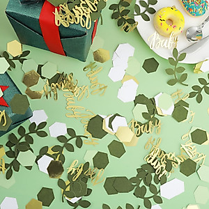 350Pcs Greenery Baby Shower Confetti Scatter Decorations Green Olive Green Brown White Table Confetti Dots Sage Green Table Scatter Confetti for Baby Shower Gender Reveal Decor Birthday Party Wedding