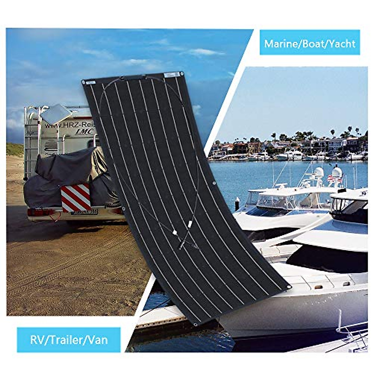 XINPUGUANG 100W 12V Flexible Solar Panel Monocrystalline Charger Lightweight Charging for Camping RV Boat Caravan Cabin Tent Car(100W-1)…