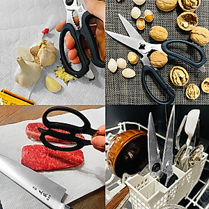 CANARY Japanese Kitchen Shears Heavy Duty, Made in JAPAN, Dishwasher Safe Come Apart Blade, Multipurpose Kitchen Scissors, Sharp Serrated Japanese Stainless Steel, Black