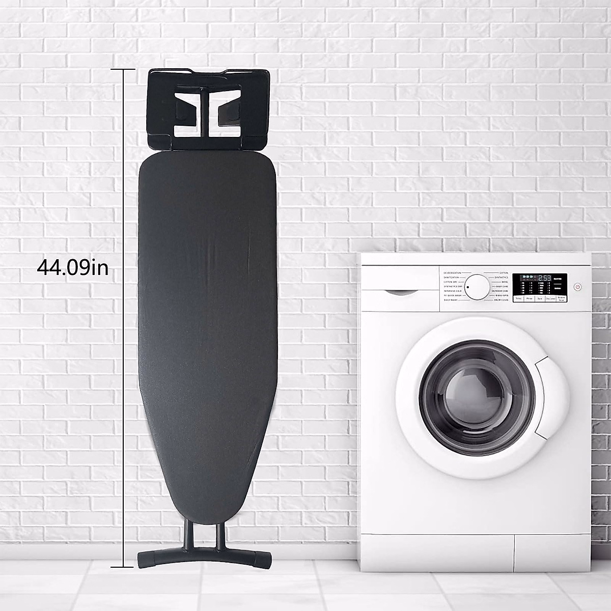 ikaufen Ironing Board, Non-Slip Foldable Tabletop Iron Board with Steam Iron Rest and Thicken Felt Pad, Heavy Sturdy Metal X-Legs Ironing Board (Black)