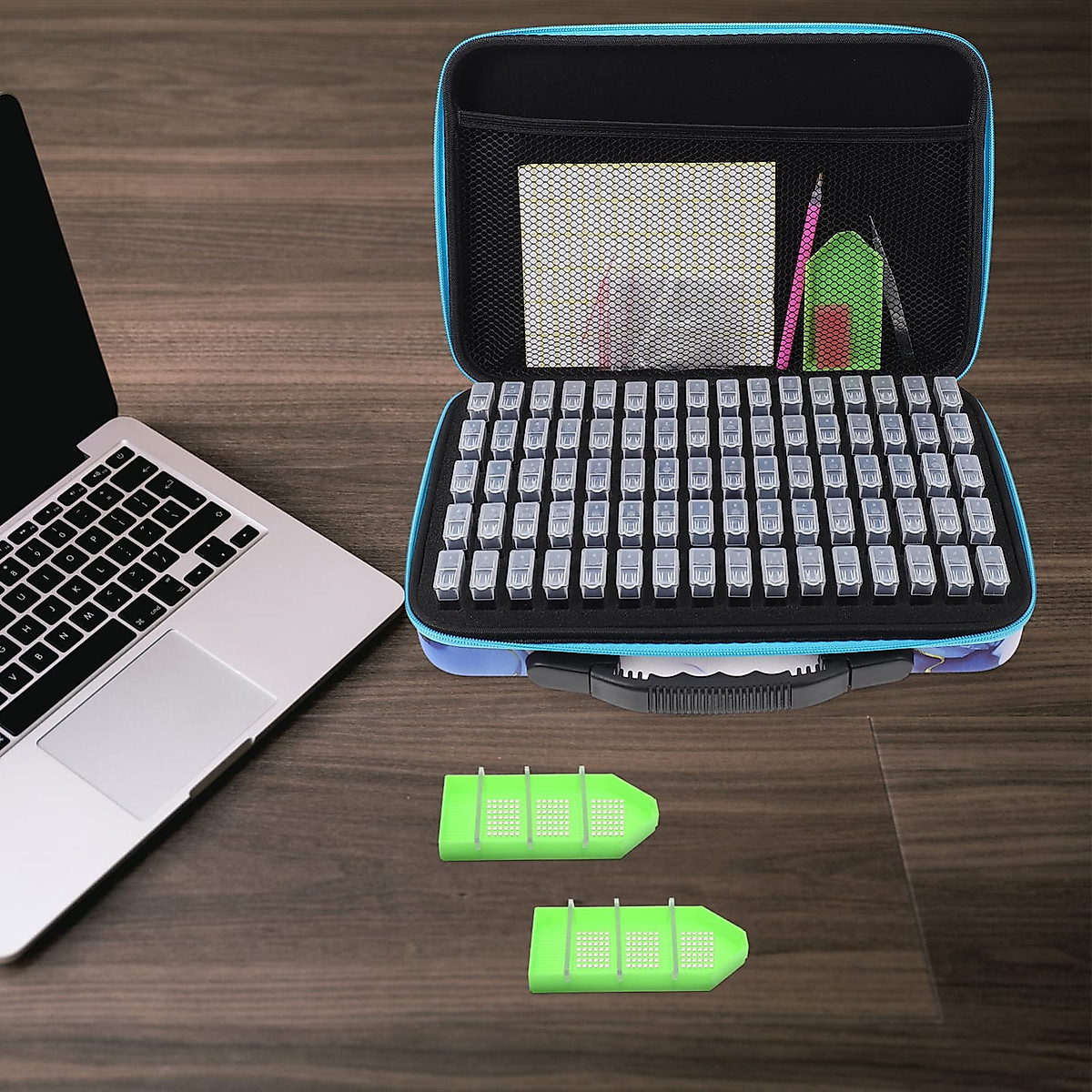 ULTNICE Portable Jewelry Organizer DIY Diamond Storage Box 80 Slot 5D Tools Box for Embroidery Craft Jewelry Beads Rhinestones Organizer Jewelry Organizer Clear