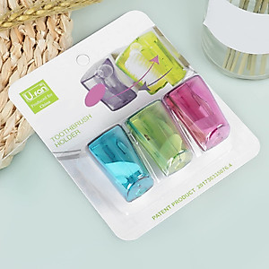 6 Pack Travel Toothbrush Head Covers with Suction Cup Electric and Manual Toothbrush Cover Clip Portable Plastic Toothbrush Protector Cap Brush Pod Case for Traveling, Camping, Bathroom, Home, School