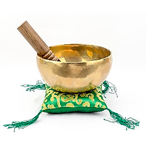 6-Inch Handmade Tibetan Singing Bowl ~ Superb B Crown Chakra Balancing ~ Best use for Meditation, Sound Healing, Cleansing, Mindfulness & Relaxation ~ Cushion & Sueded Leather wooden Mallet included