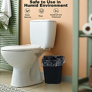 Eccliy 6 Pack Plastic Trash Can with 3 Rolls of Trash Bags Small Wastebasket Trash Can Garbage Container Bin, Trash Bin for Bathroom, Bedroom, Home Office, Living Room, Kitchen (Black, Medium)