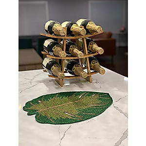 DECOMIL 9 Bottle Samurai Style Stackable Modular Wine Rack Wine Storage Rack Solid Bamboo Wine Holder Display Shelves, Wobble-Free (9 Bottle Capacity - Samurai Style Capacity)