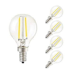 CTKcom 2W G45 Candelabra LED Bulbs Dimmable(4 Pack)- E14 Base Vintage Edison Incandescent Bulb 20W Equivalent 6000K Daylight White Bulbs for Home,Pendant Light,Sconces,Light Fixtures AC110V~130V