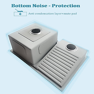 KOYGIMNDR Stainless Steel Laundry Tub Balcony Household Wash Basin with Washboard Kitchen Sinks Bathtub Single Bowl Easy to Clean Double Sink Laundry Pool (Color : Left, Size : 60x48cm)