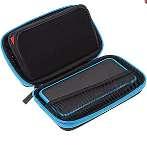 ButterFox Hard Carrying Case for New Nintendo 2DS XL + Large Stylus, Fits Wall Charger, 24 Game Cartridge Case Holder, Large Accessories Pocket - Black + Turquoise