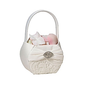 Lillian Rose Cream Vintage Lace Wedding Flower Girl Basket