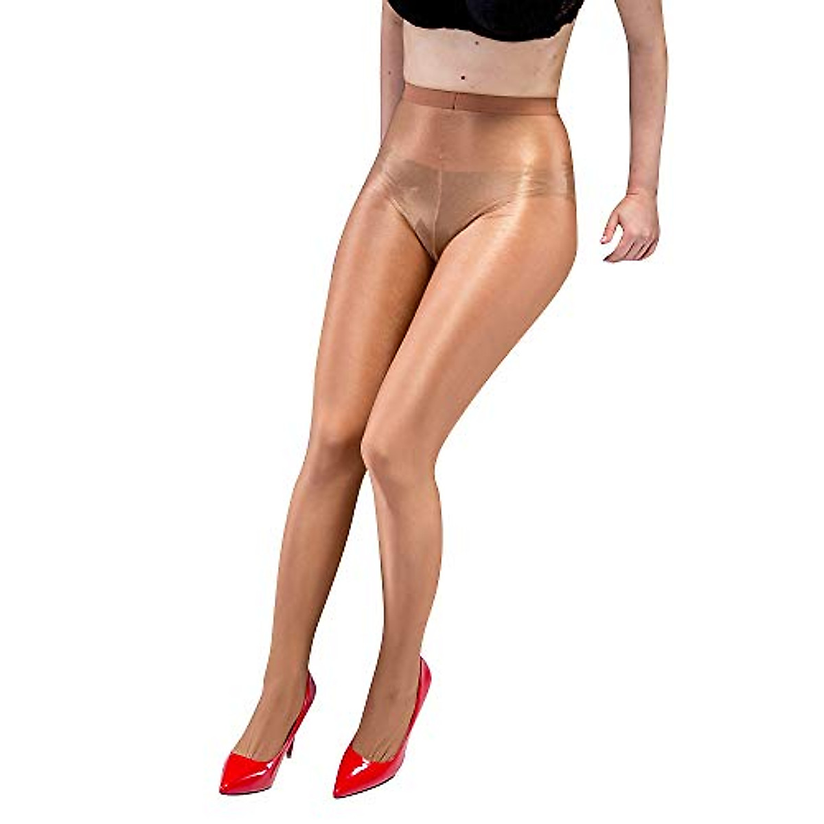 KFFYEYE 70D Women's Thickness Ultra Shine Stockings Pantyhose, Ultra Shimmery PLUS Footed Tight (Gold Coffee)