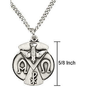 Holy Spirit Chi Rho Cross 5/8 Inch Sterling Silver Medal