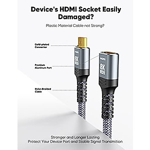 8K HDMI Extender 3FT, Highwings HDMI Extension Cable Male to Female Adapter for TV, 4K@120Hz 8K@60Hz 2.1 Ultra High Speed 48Gbps, Compatible with Roku/Fire TV Stick, PS5, PS4, UHD TV PC, Blu-ray