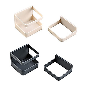 Teensery 2 Pcs Self-Adhesive Wall Mounted Umbrella Holder Multi-Purpose Storage Organizer for Wall Door (Dark Grey, Beige)