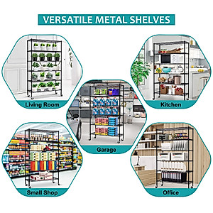 6 Tier Wire Shelving Unit Rack, NSF Heavy Duty Height Adjustable Storage Shelf Metal Shelving with Wheels/Feet Levelers for Garage Rack Kitchen Rack Office Rack Commercial Shelving - 18"x48"x82" Black