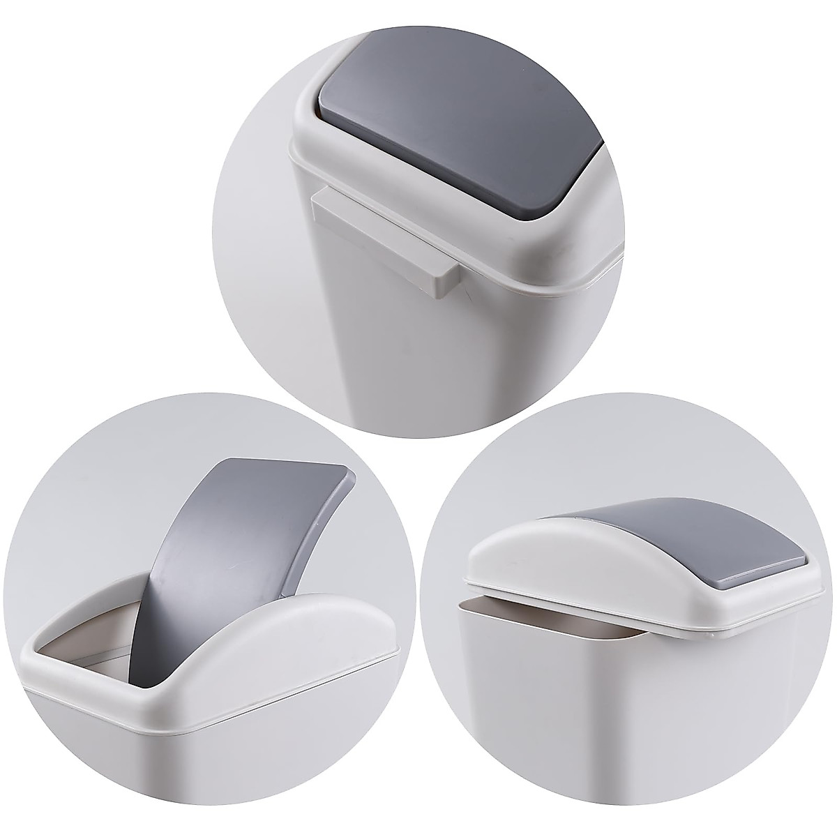 Asking 4.5 Gallon Small Trash Can with Swing-top Lid, 3-Pack Swing Plastic Waste Bin, Gray