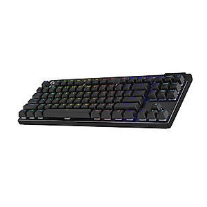 Logitech G PRO X TKL LIGHTSPEED Wireless Gaming Keyboard, Ultra-Portable Tenkeyless Design, LIGHTSYNC RGB, PBT keycaps, Linear Switches (GX Red) - Black