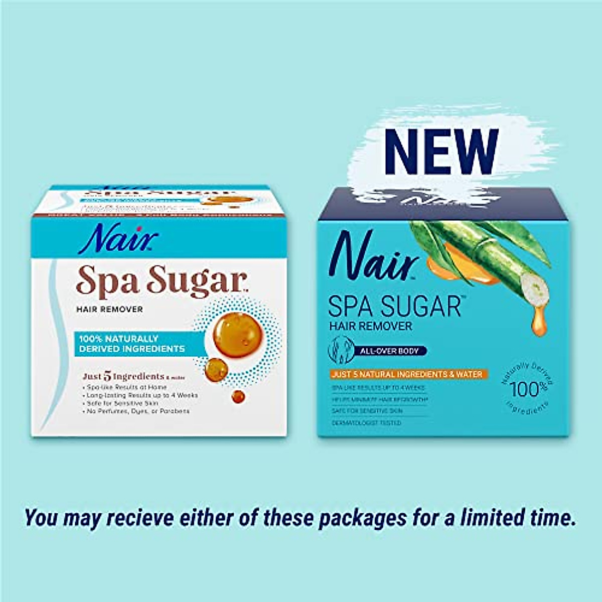 Nair Sugar Spa, Wax Free Sugar Waxing Kit for Women. Sugar Wax Kit for Hair Removal, Natural Ingredient Body Wax Hair Remover for Legs, Underarms, and Bikini Hair Removal, 250mL