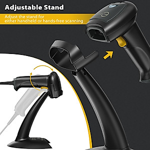 Esky Barcode Scanner with Stand, 1D 2D QR Code USB Wired Barcodes Scanner for Computer Support Windows/Mac/Linux, Handheld Bar Code Reader for Warehouse Library Supermarket Store