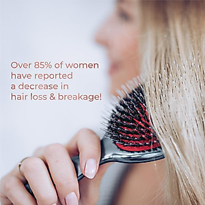 MISEL Professional Boar Bristle Hair Brush for Women and Men | Detangles All Natural Hair Types and Hair Extensions | Reduces Breakage | Great for Wavy and Straight Hair | Salon-Approved | Medium