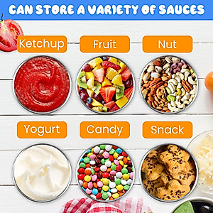 UKQRRTC 6Pcs Salad Dressing Containers 1.69 oz Small Salad Dressing Cups Stainless Steel Condiment Container with Silicone Lids Reusable Sauce Containers for School Kitchen Picnic Traveling (Style 2)