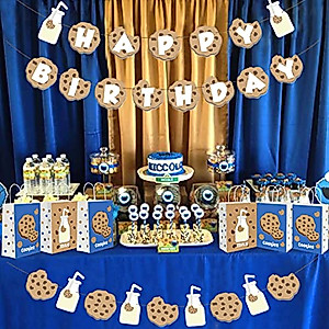 Lsaepon Cookies Milk Birthday Party Favor Gift Bags, Cookie and Monster Theme Birthday Party Goodie Bags- Milk and Cookies Baby Shower Candy Bags for Kids (16 Pack)
