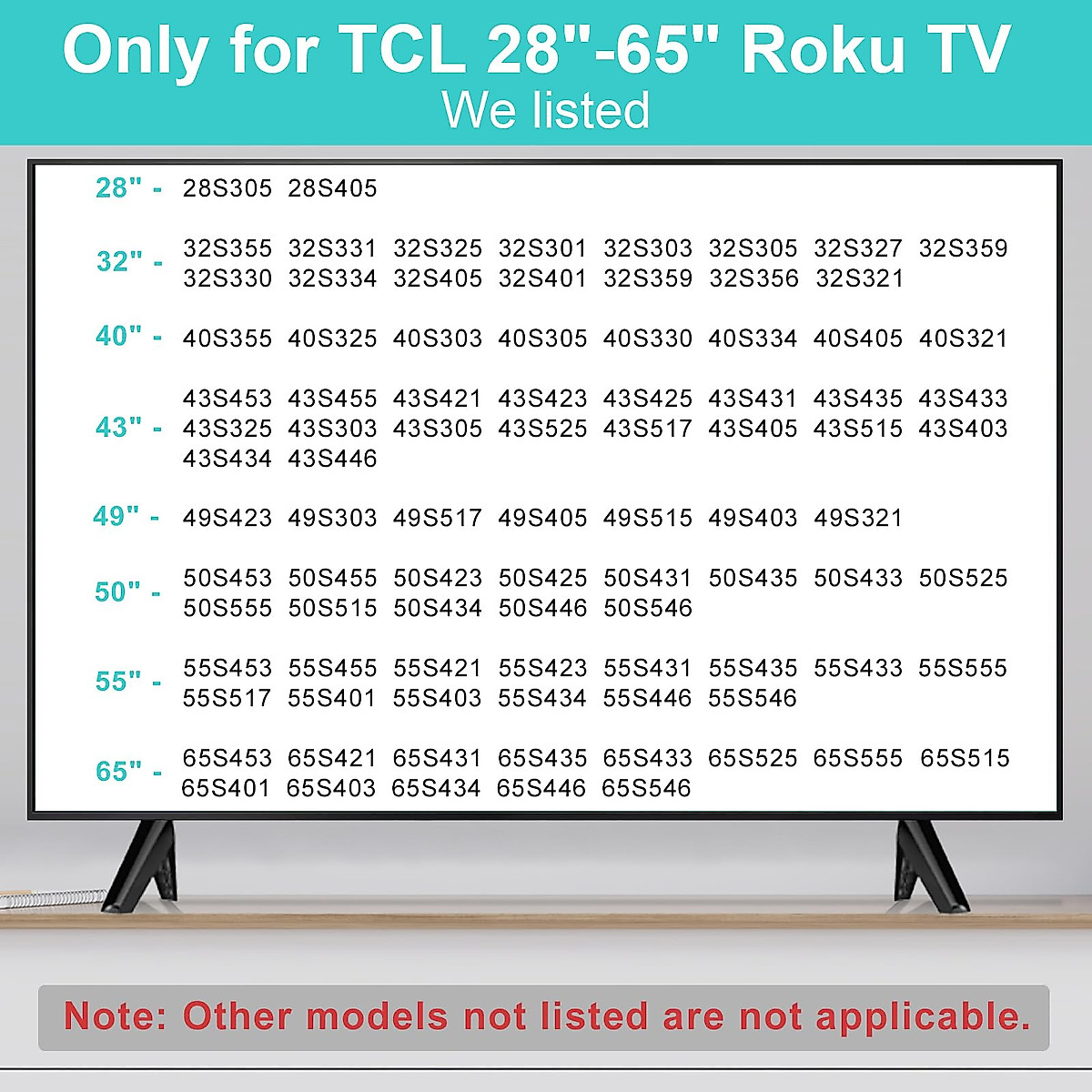 TV Legs for TCL Roku 28inch 32inch 40inch 43inch 49inch 50inch 55inch 65inch TV Stand Legs,Replacement Legs for TCL Roku TV 32S359 49S515 50S453 55S455 with Screws Set,Remote Holder & Instructions