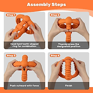 IFurffy Interactive Dog Toys, Dog Chew Toys with 2 Rings for Large Breed, Detachable Dog Tug Toy with Nature Rubber for Teeth Cleaning and Fetch Training