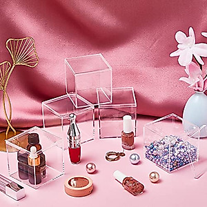 Juexica 12 Pieces Clear Acrylic Plastic Square Cube Small Acrylic Box with Lid Decorative Storage Boxes Jewelry Display Box Mini Clear Container for Home Candy Pill and Tiny Jewelry (4 x 4 x 4 Inch)