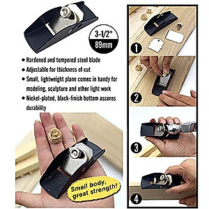 Mini Trimming Planer, Hand Planer, DIY Model Making Tool Woodworking Pocket Plane Hand Adjustable for Woodworking/Trimming/Wood Planing, Surface Smoothing(Black)