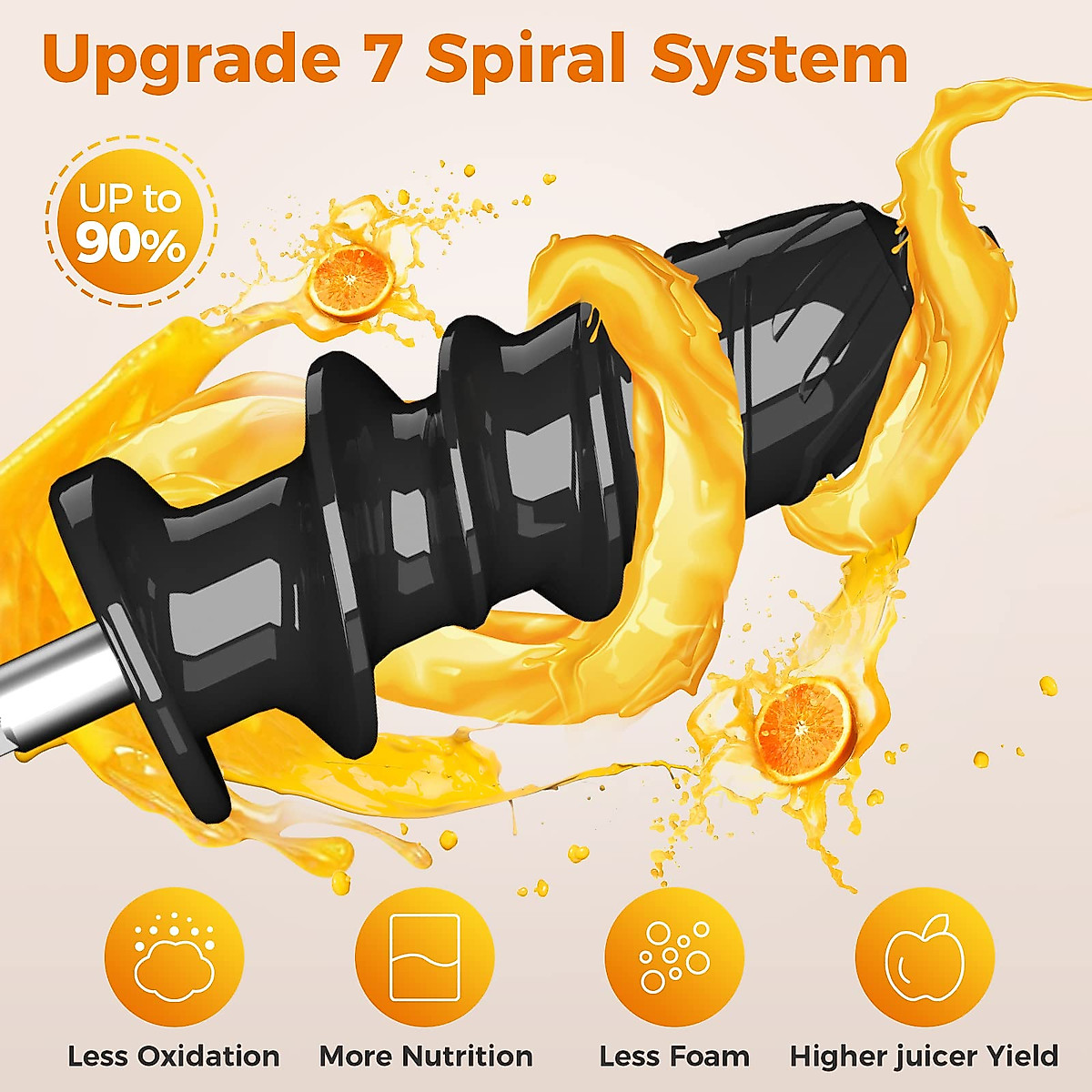 IWODTECH Juicer Machine, Cold Press Juicer with 2 Speed Modes, Slow Masticating Juicer Vegetable and Fruit, Celery Juicer, BPA-Free, Easy to Clean, Black